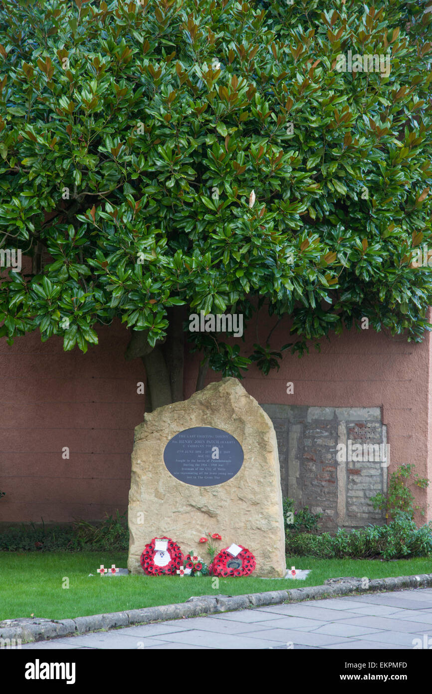 Memorial to Britain's last First World War survivor Harry Patch. Wells ...