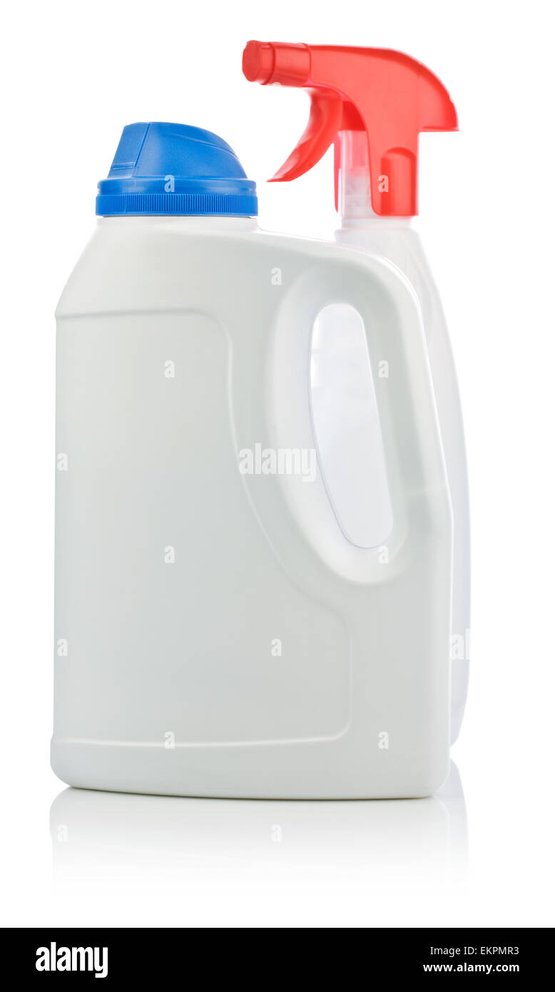 big container and red spray bottle Stock Photo - Alamy