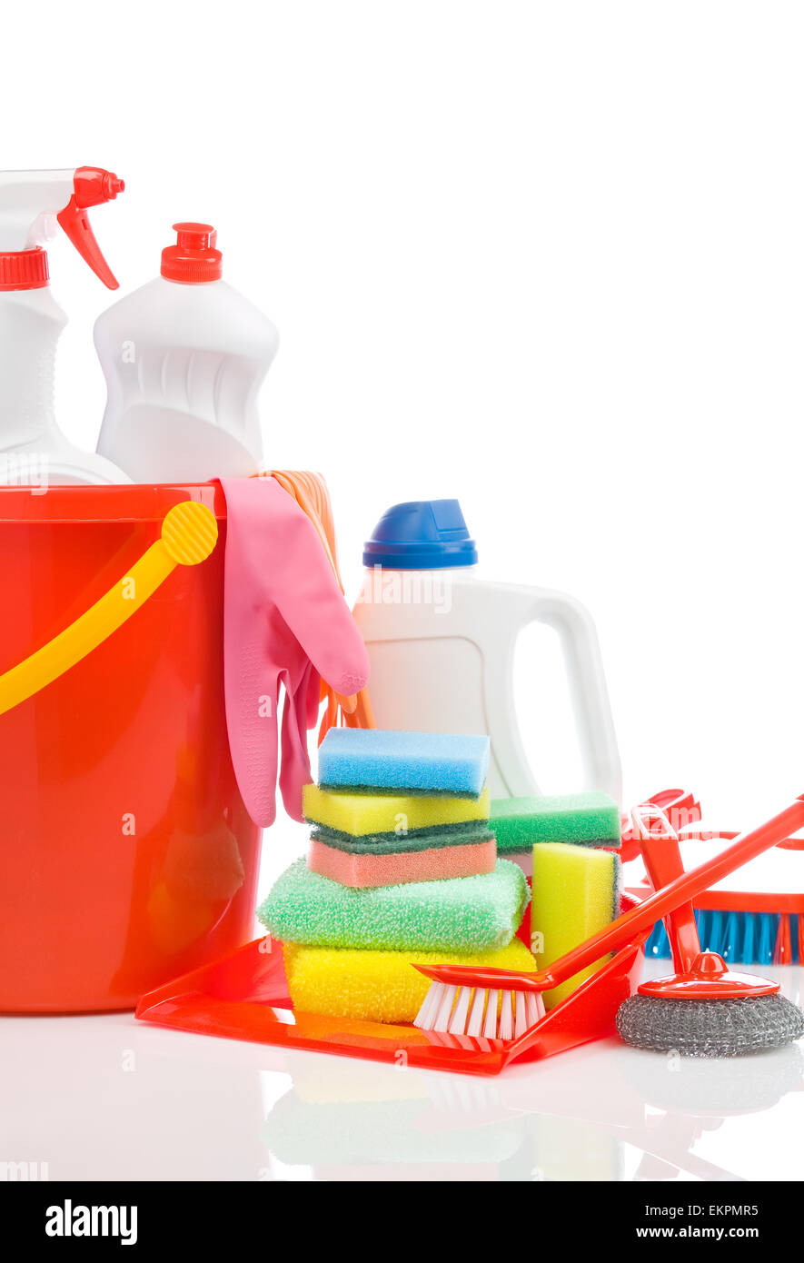 big set of cleaning items with copyspace Stock Photo - Alamy