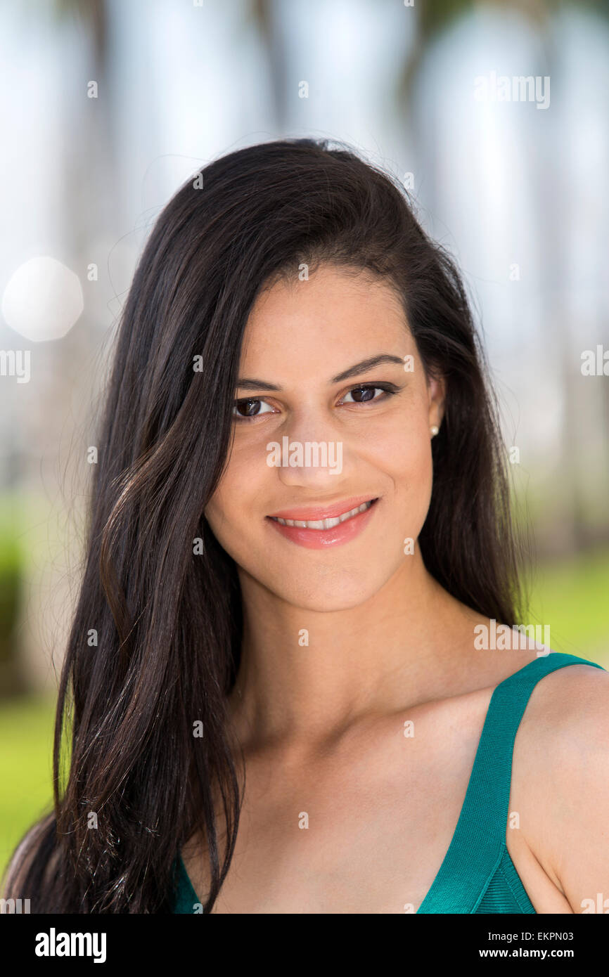 Portrait of a young hispanic woman, outdoors Stock Photo - Alamy