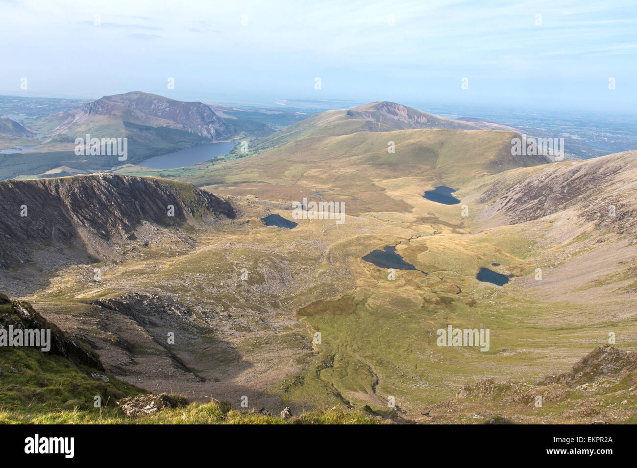 Looking from the Rhyd Ddu path to Snowdon towards Moel Eilio center and ...