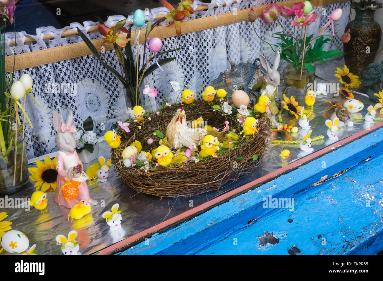 Easter display in a cafe window, England, UK Stock Photo - Alamy