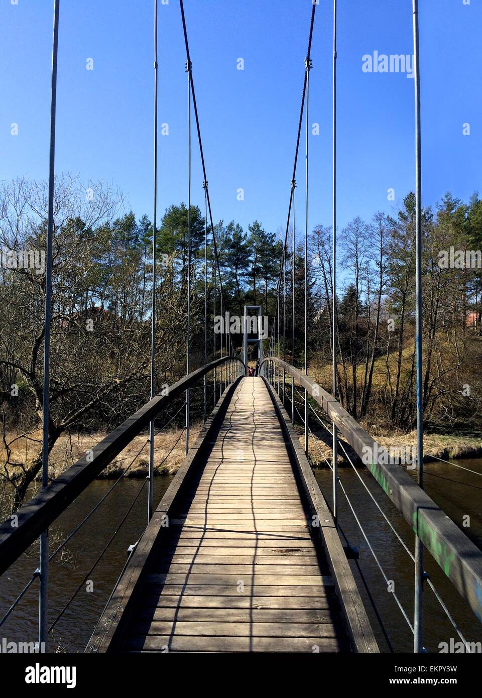 Old wooden bridge in Lithuania, old style bridge Stock Photo - Alamy