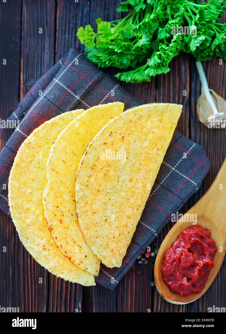 Tacos - in mexican yellow corn tortilla , empty tortilla Stock Photo ...