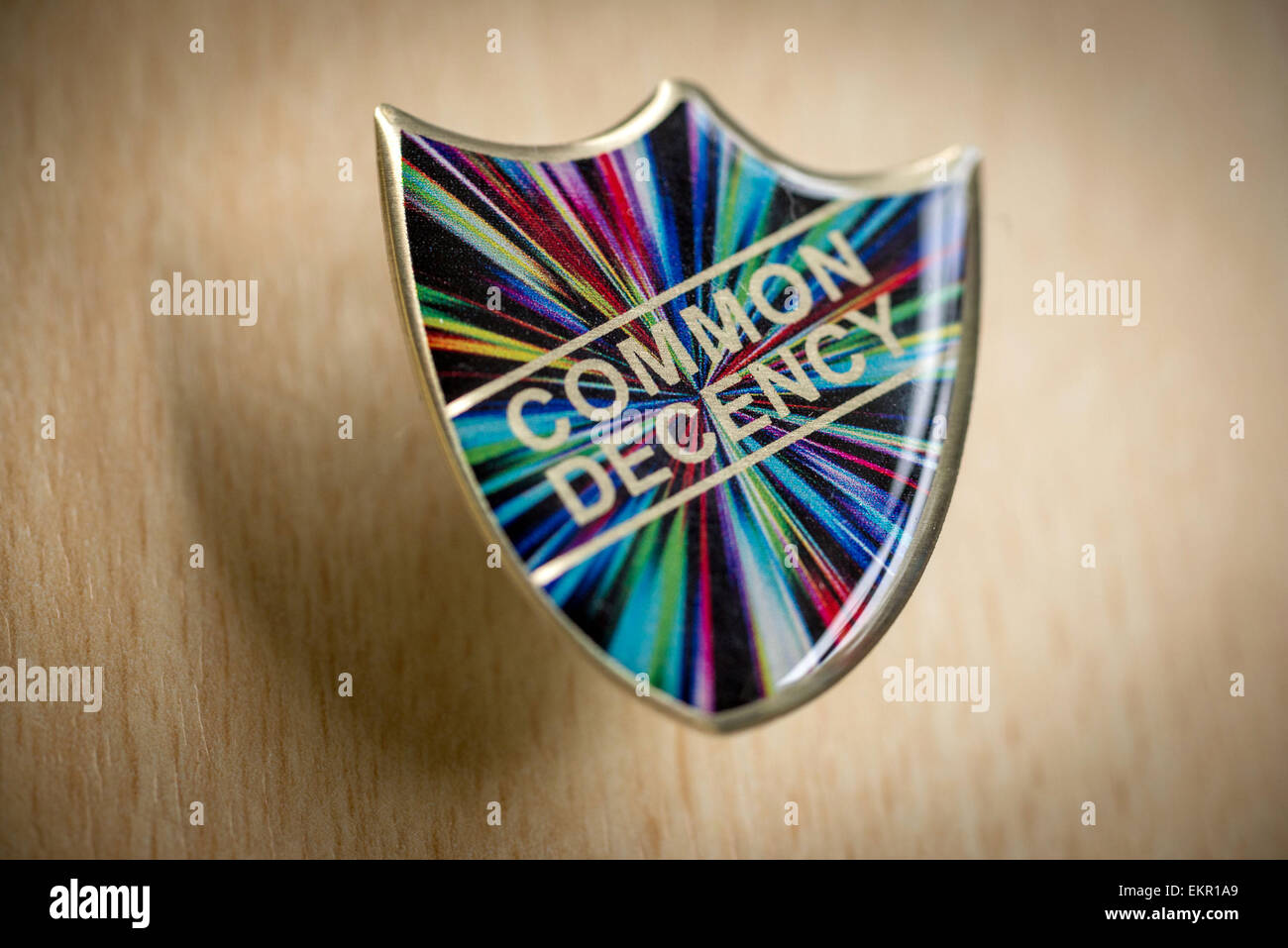 Badges made for Brian May's Common Decency campaign Stock Photo - Alamy