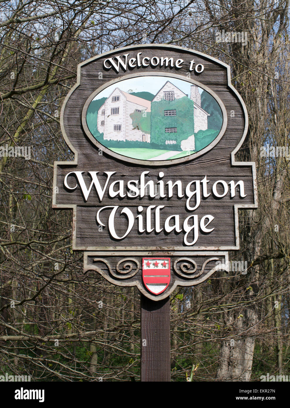 Washington Village road sign, north east England, UK Stock Photo - Alamy
