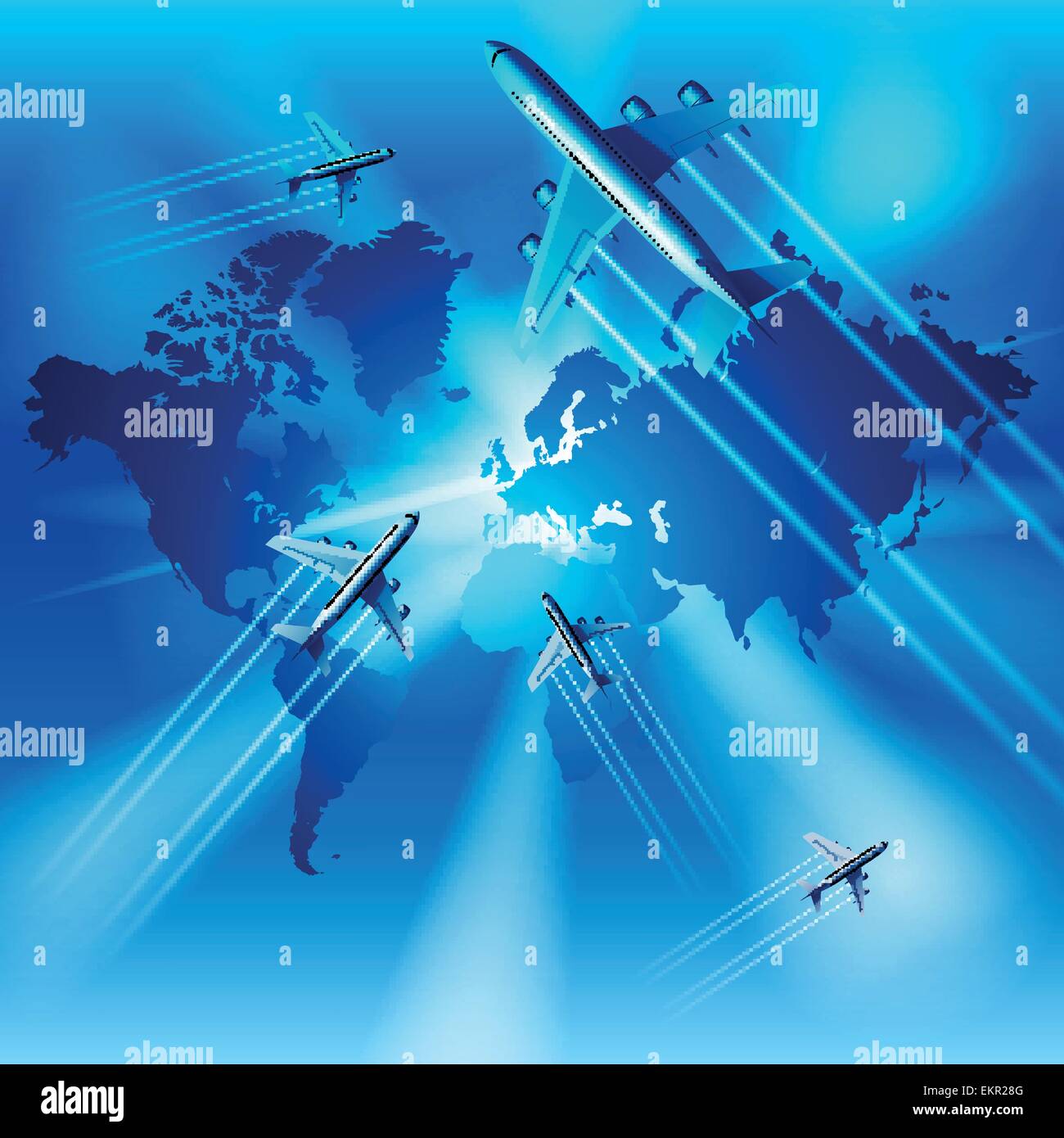 World transportation map with airplanes. Vector illustration Stock ...