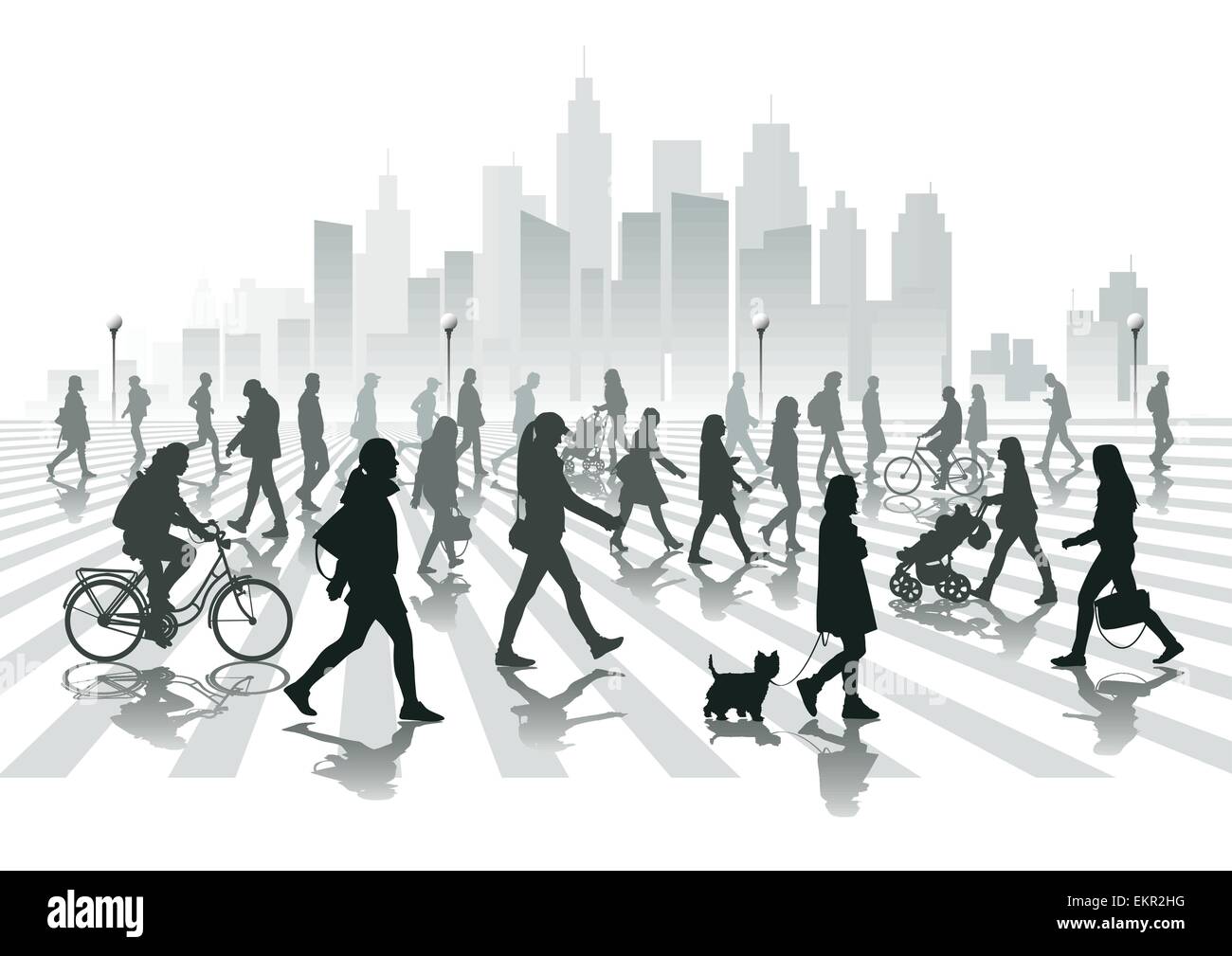 Walking people in city. Vector illustration Stock Vector Image & Art ...