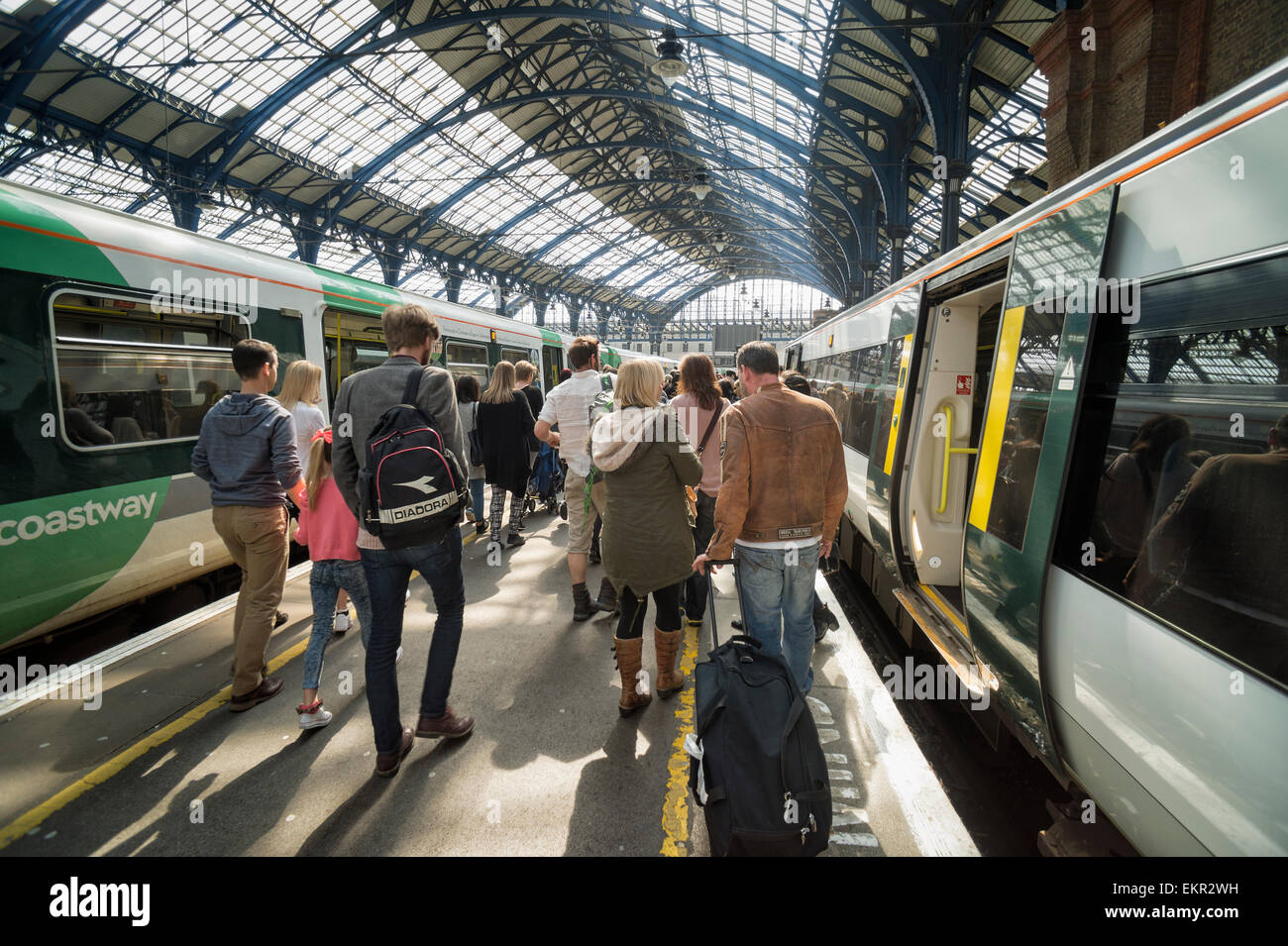 Commuter train leaving station hi-res stock photography and images - Alamy