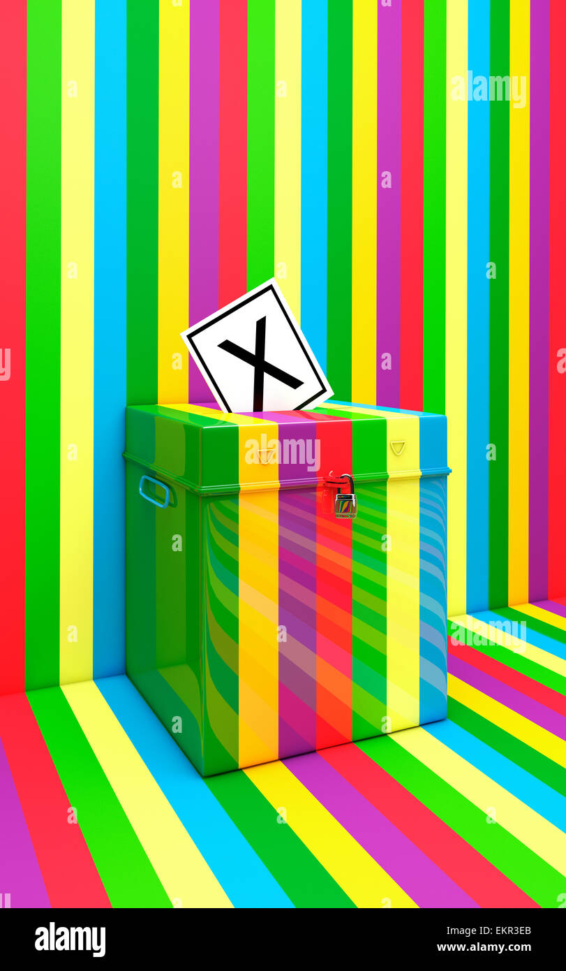 Coalition Coloured Rainbow Ballot Box. Representing all seven main ...