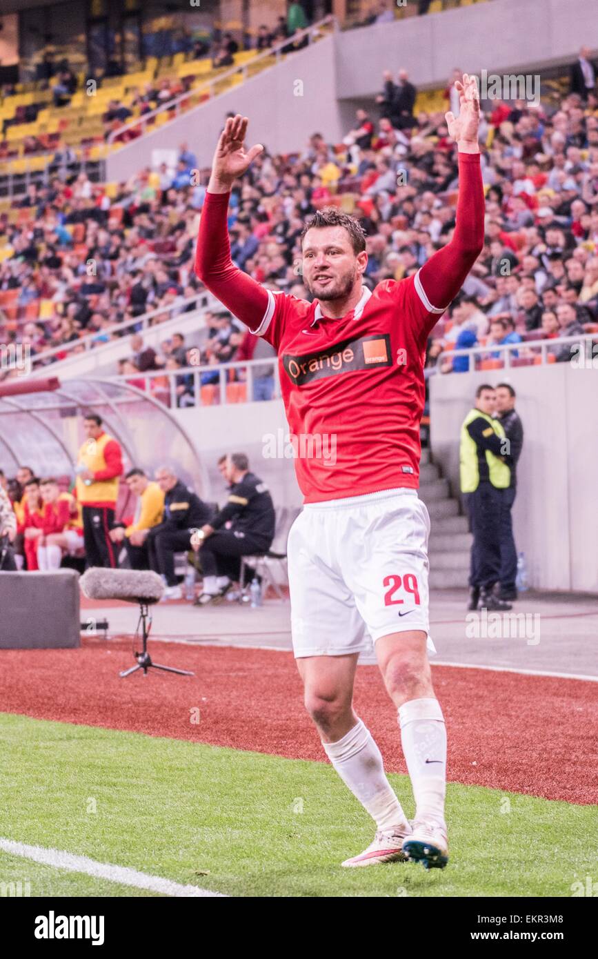 April 11, 2015: Marius Niculae #29 the team captain of Dinamo Bucharest ...