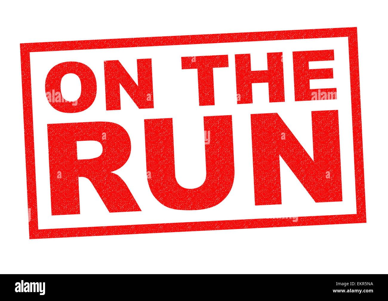 ON THE RUN red Rubber Stamp over a white background Stock Photo - Alamy