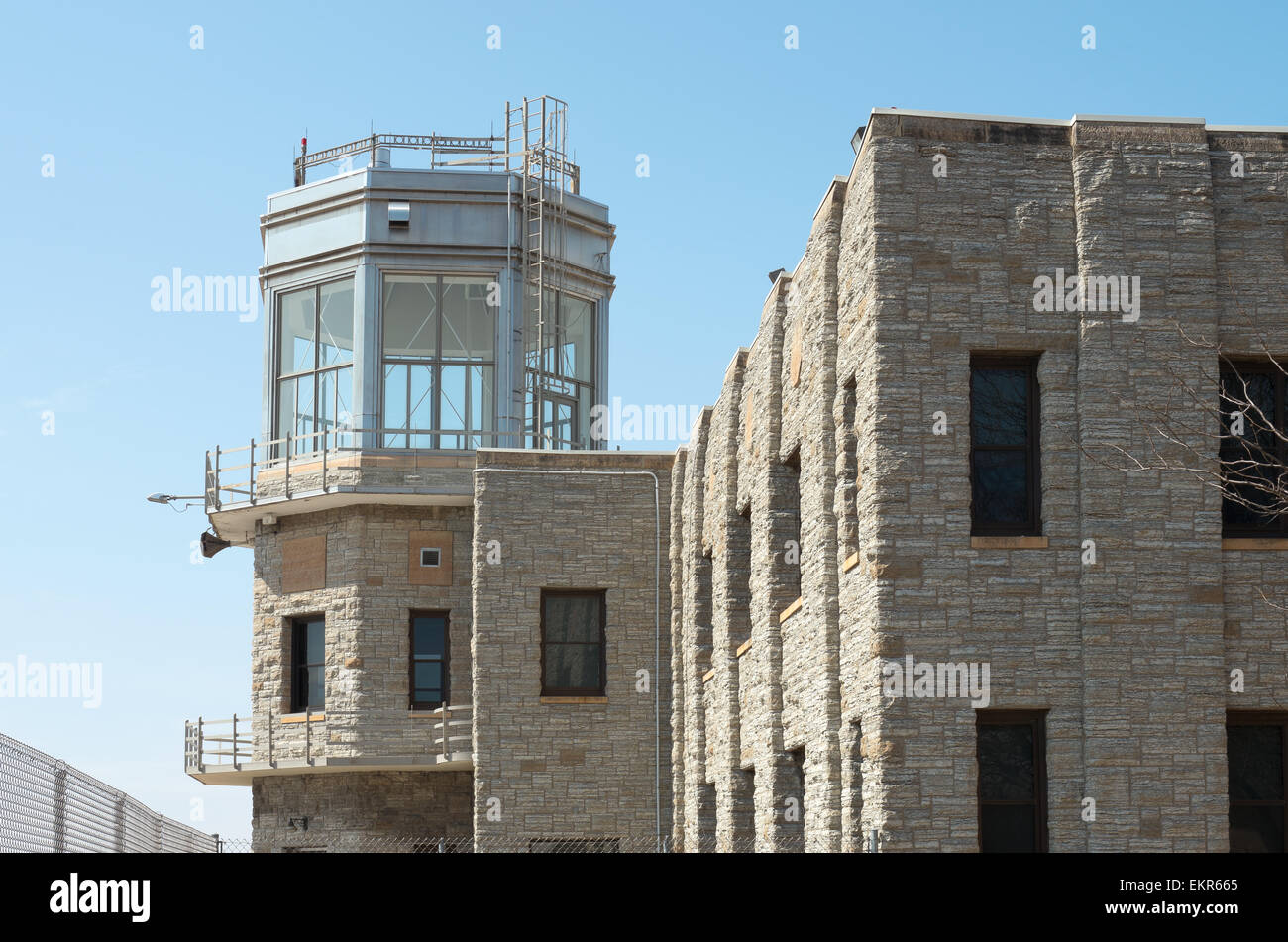 control tower atop historic administration building and airport ...