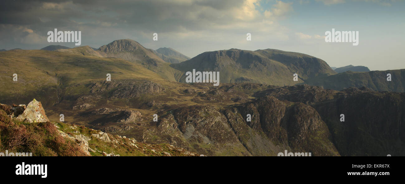 Great Gable Haystacks and Kirk fell summer evening from Fleetwith Pike ...