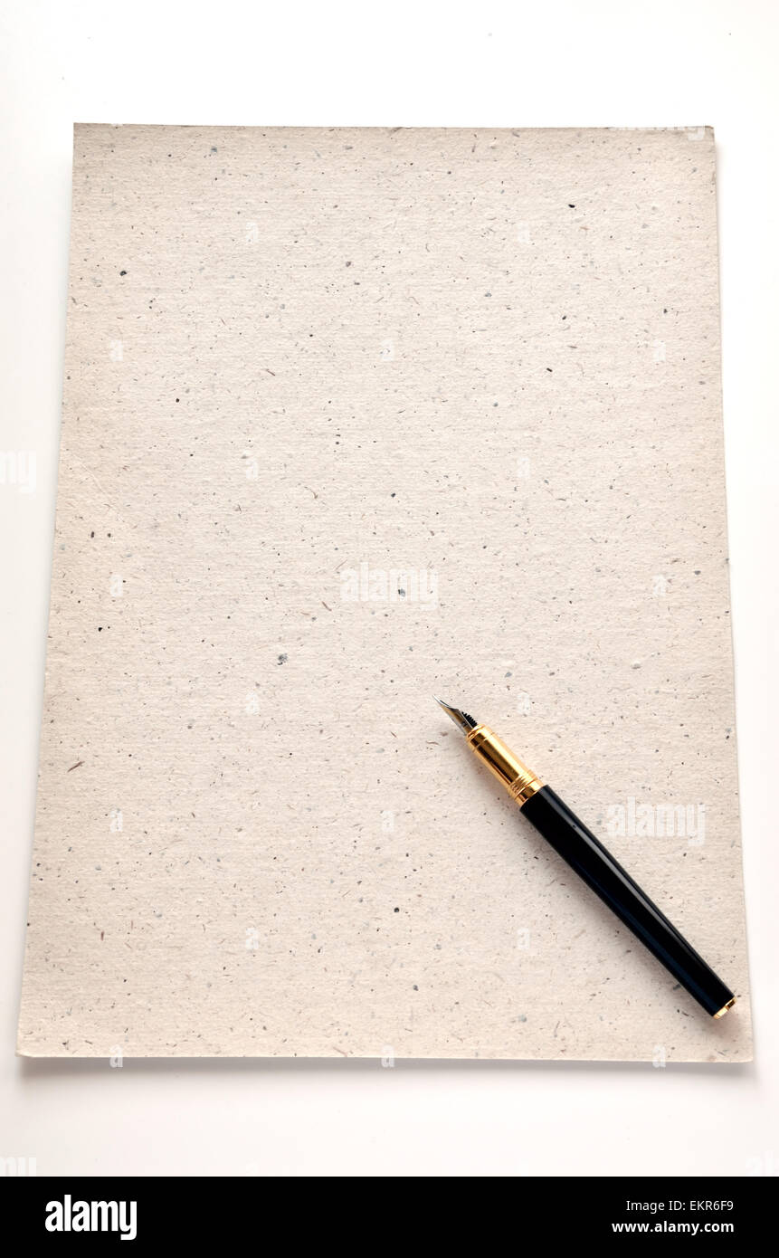 Handmade paper with a pen, as a texture for background Stock Photo - Alamy