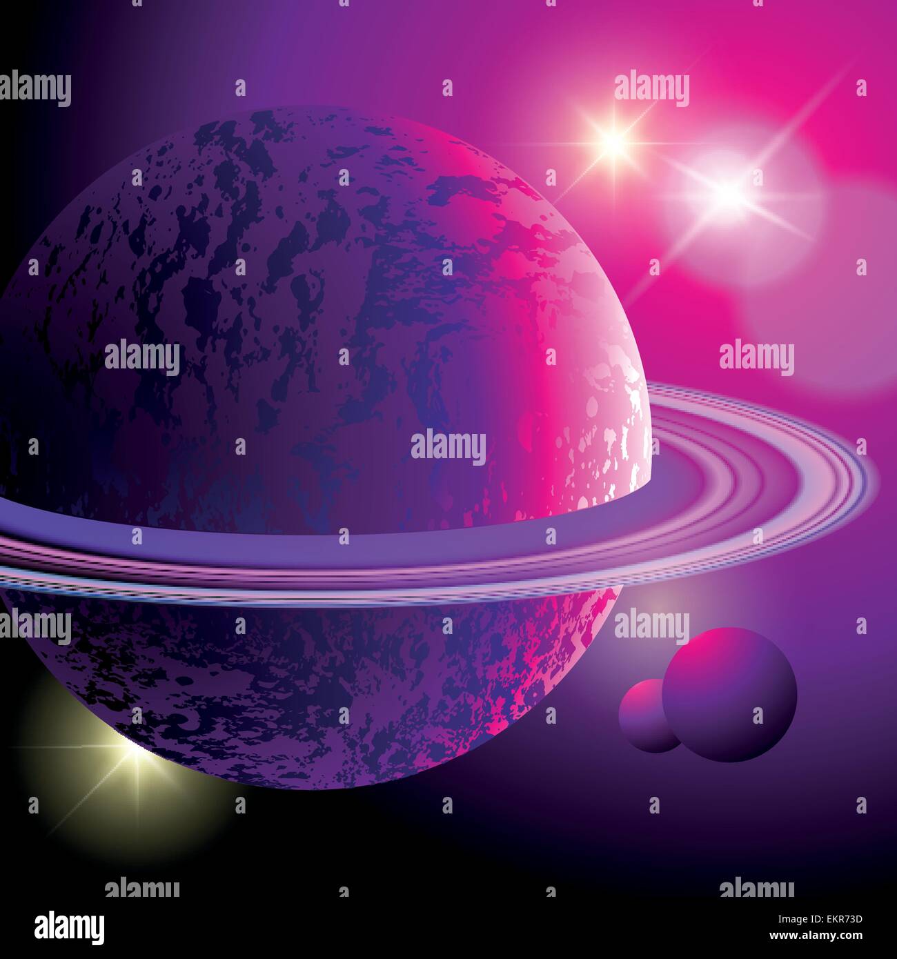 Planet with nebula and stars. Vector illustration Stock Vector Image ...