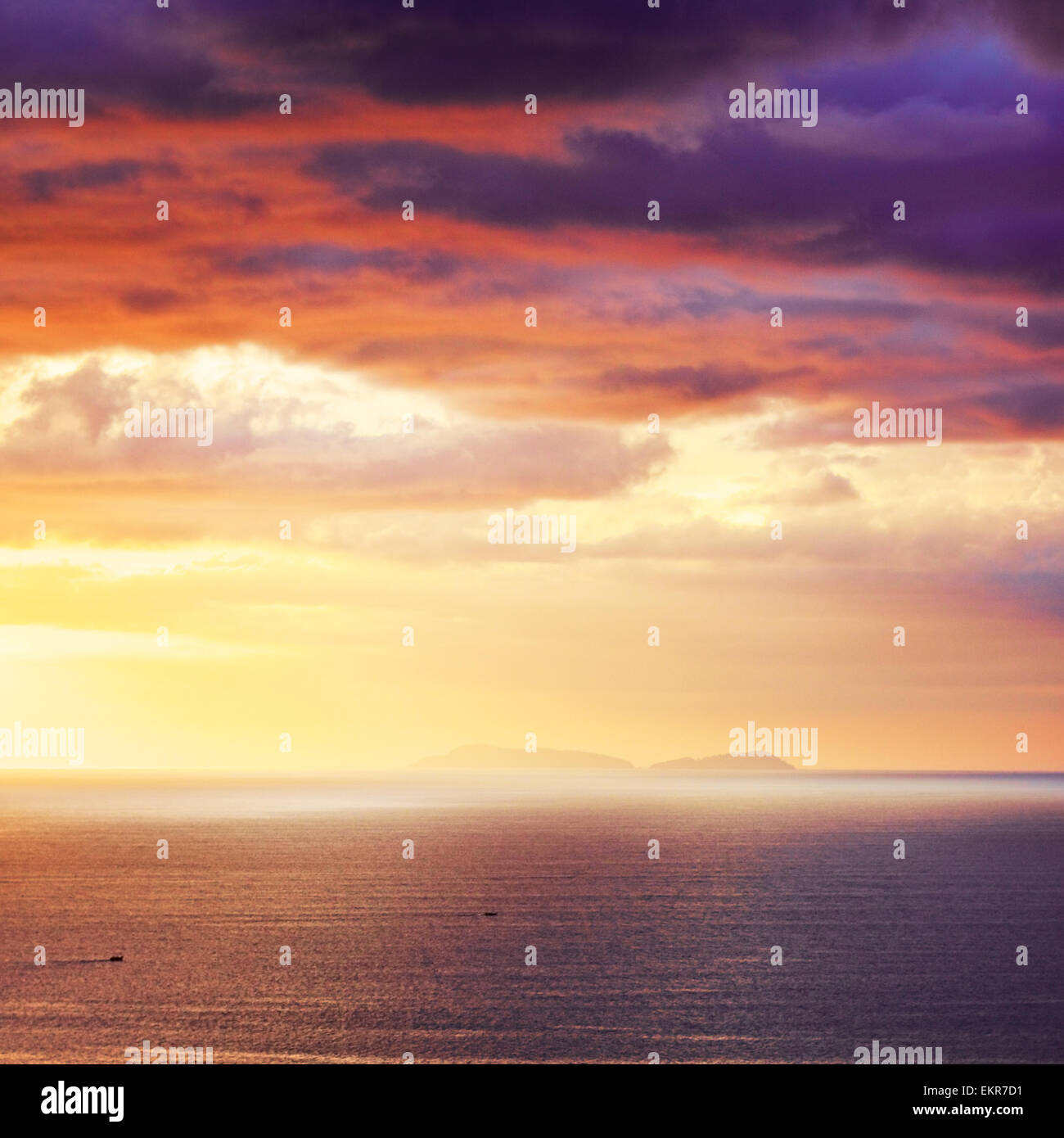 beautiful sunset over calm sea, samui, thailand Stock Photo - Alamy