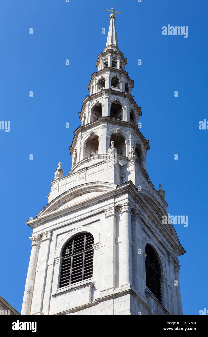 The famous spire of St. Brides Church in Fleet Street, London. The ...