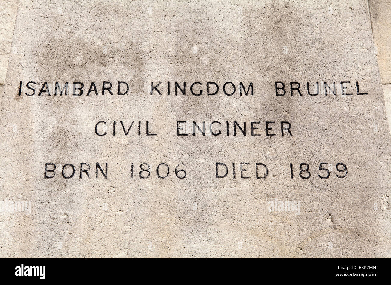 The name and date plaque on the podium of the Isambard Kingdom Brunel ...