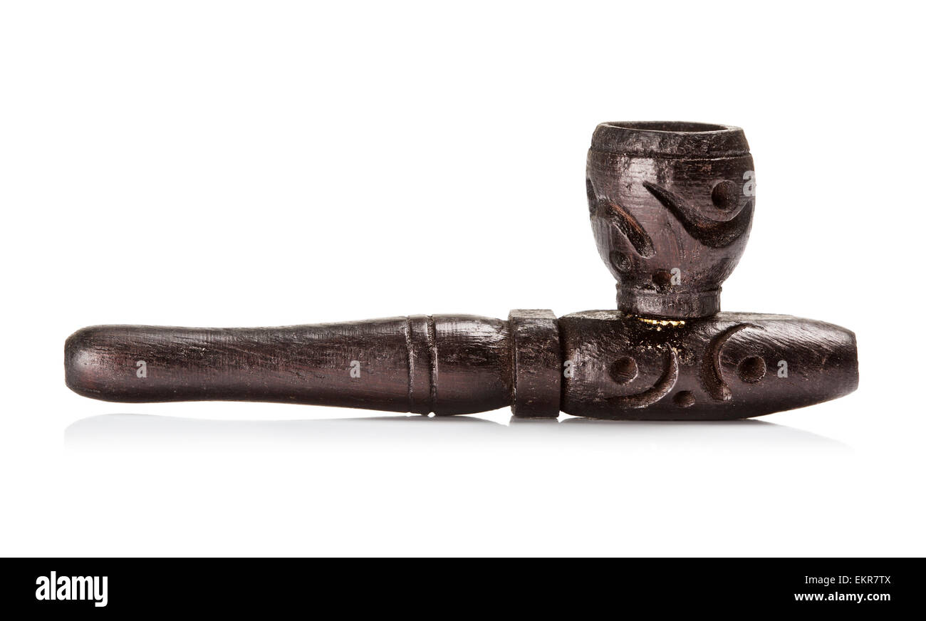 black wooden hashish pipe, isolated on white background Stock Photo - Alamy