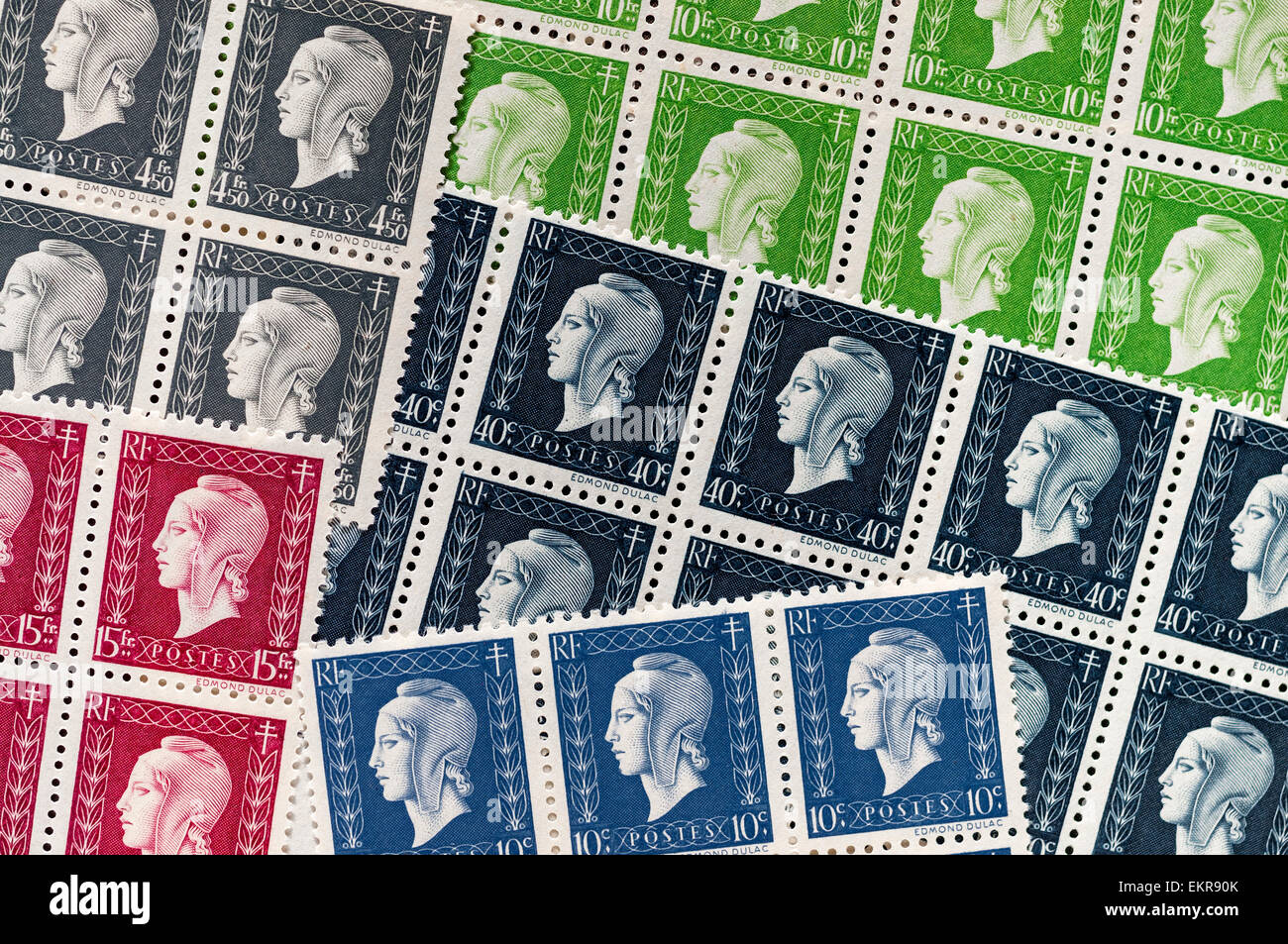 Blocks of unused “Marianne de Dulac” French definitive postage stamp ...