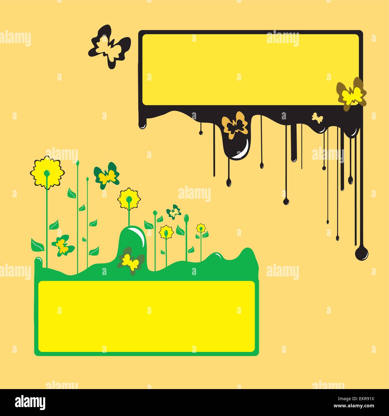 The vector image of bright frameworks with colours and butterflies ...