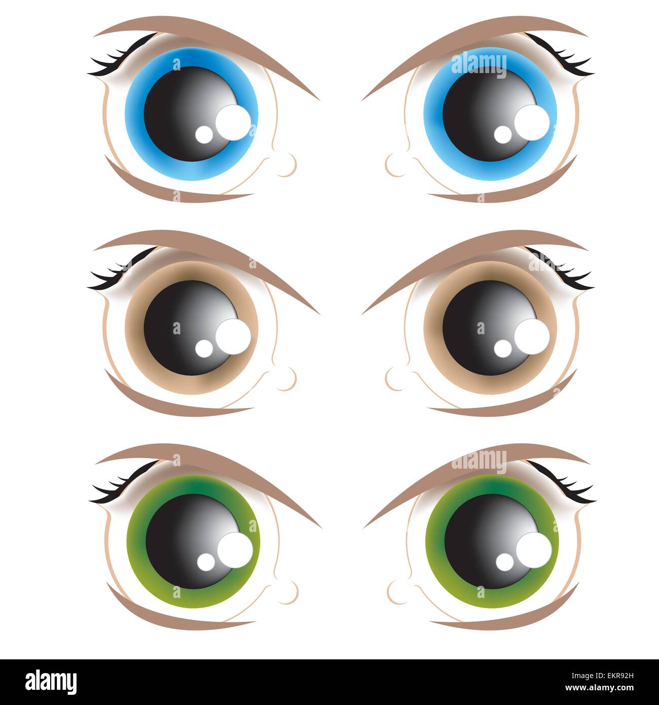 The vector image of animated eyes of different color. EPS10 Stock ...