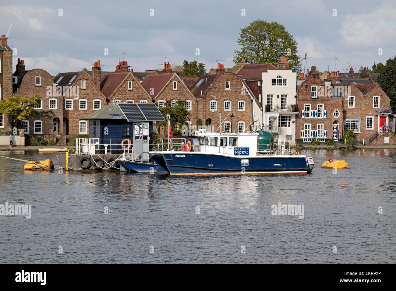 A Port of London Harbour Master boat "Chelsea" moored on the River ...