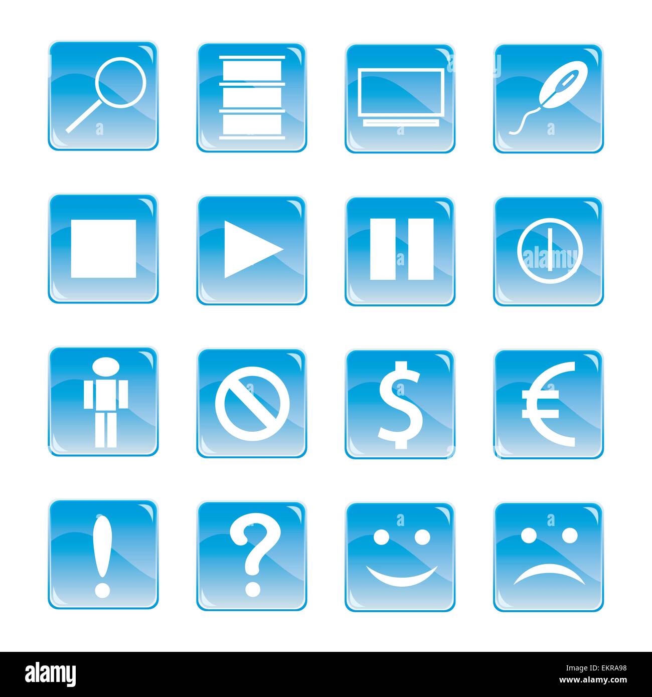 Set of different symbols on smooth dark blue buttons. EPS10 Stock ...