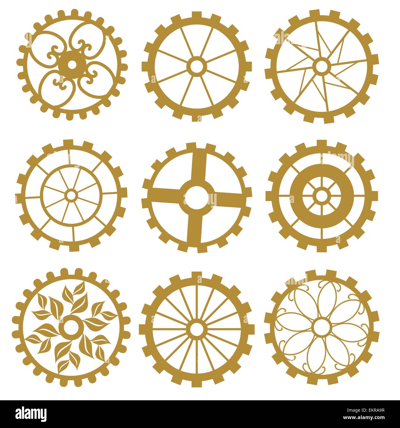 Set of gears of the different form on white background Stock Vector ...