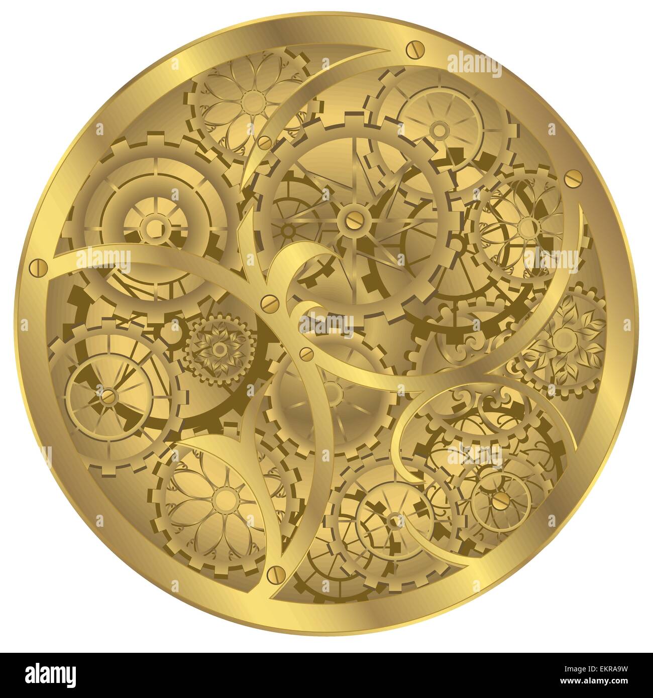 Difficult clockwork of gold colour on white background Stock Vector ...