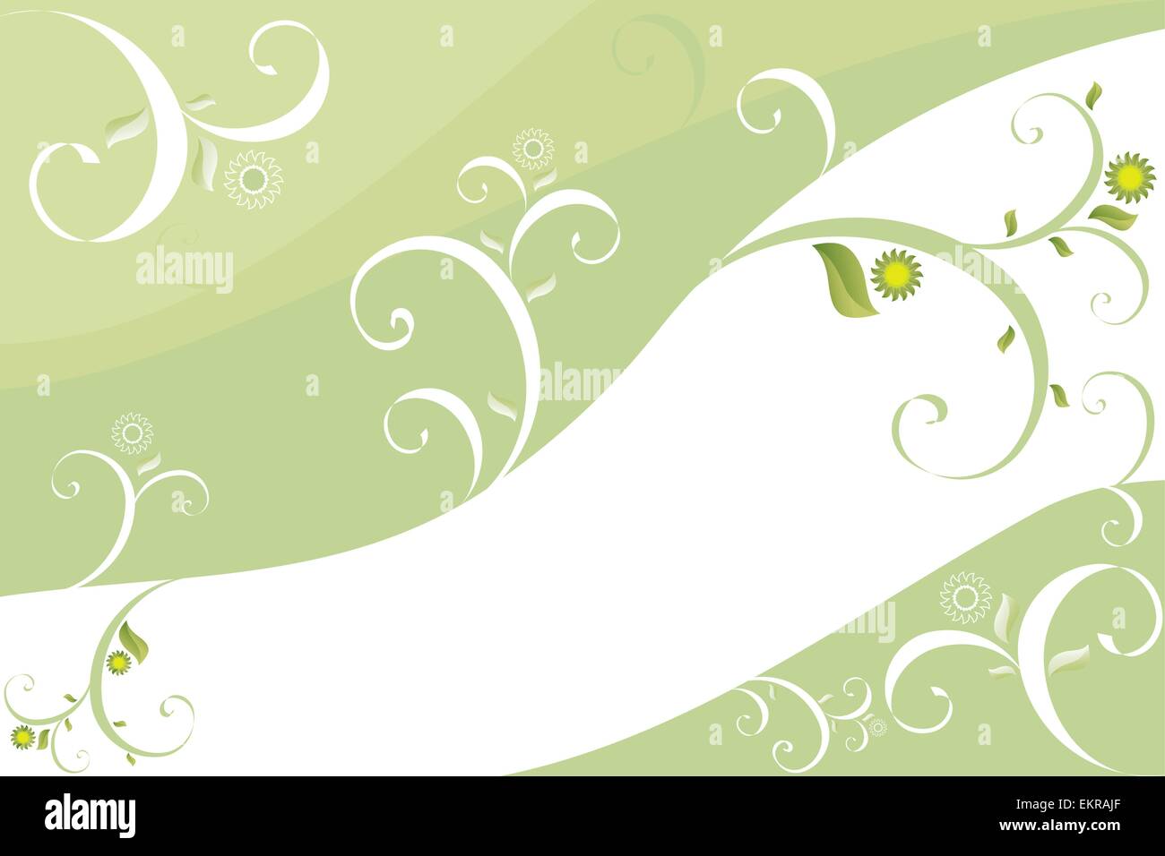Abstract background green colour with curls and flowers Stock Vector ...