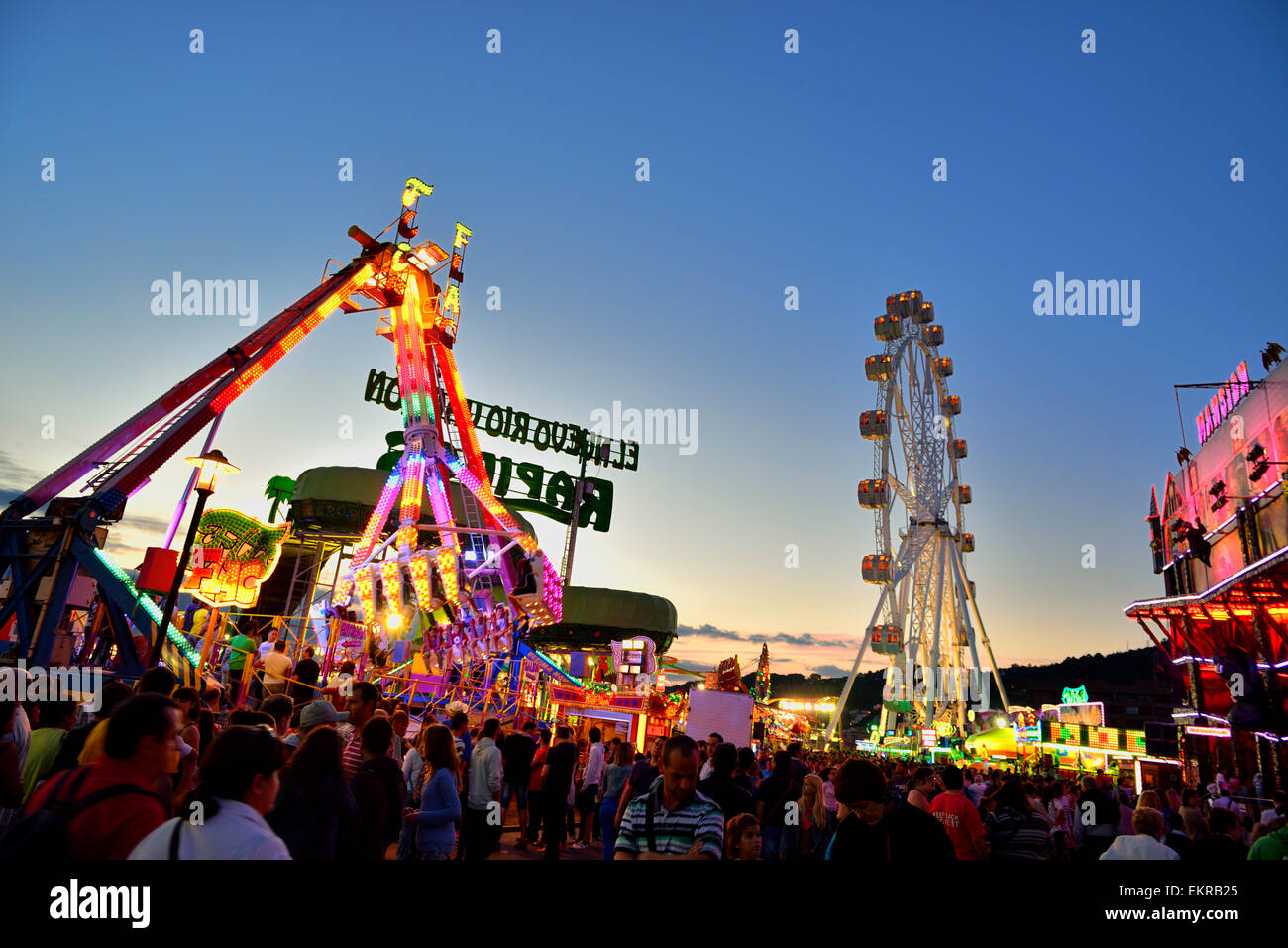 Funfair in Bilbao, Biscay, Basque Country, Euskadi, Spain, Europe Stock ...