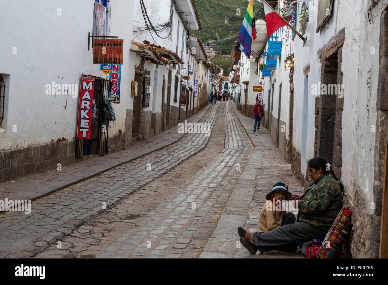 Peru, Cusco. Street Scene in the Hills above the Plaza de Armas Stock ...