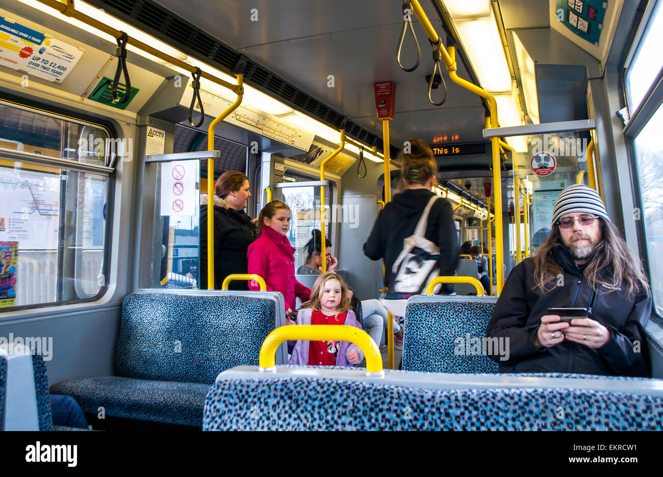 Interior of a Metro car in Newcastle Upon Tyne in the UK Stock Photo ...
