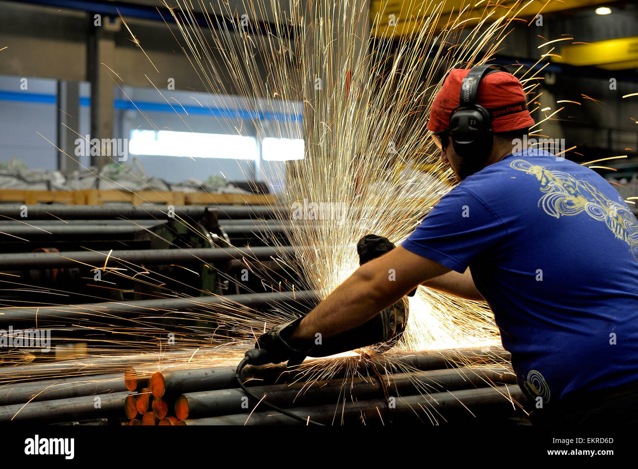 Cutting wire, grinding machine with abrasive wheel Stock Photo - Alamy