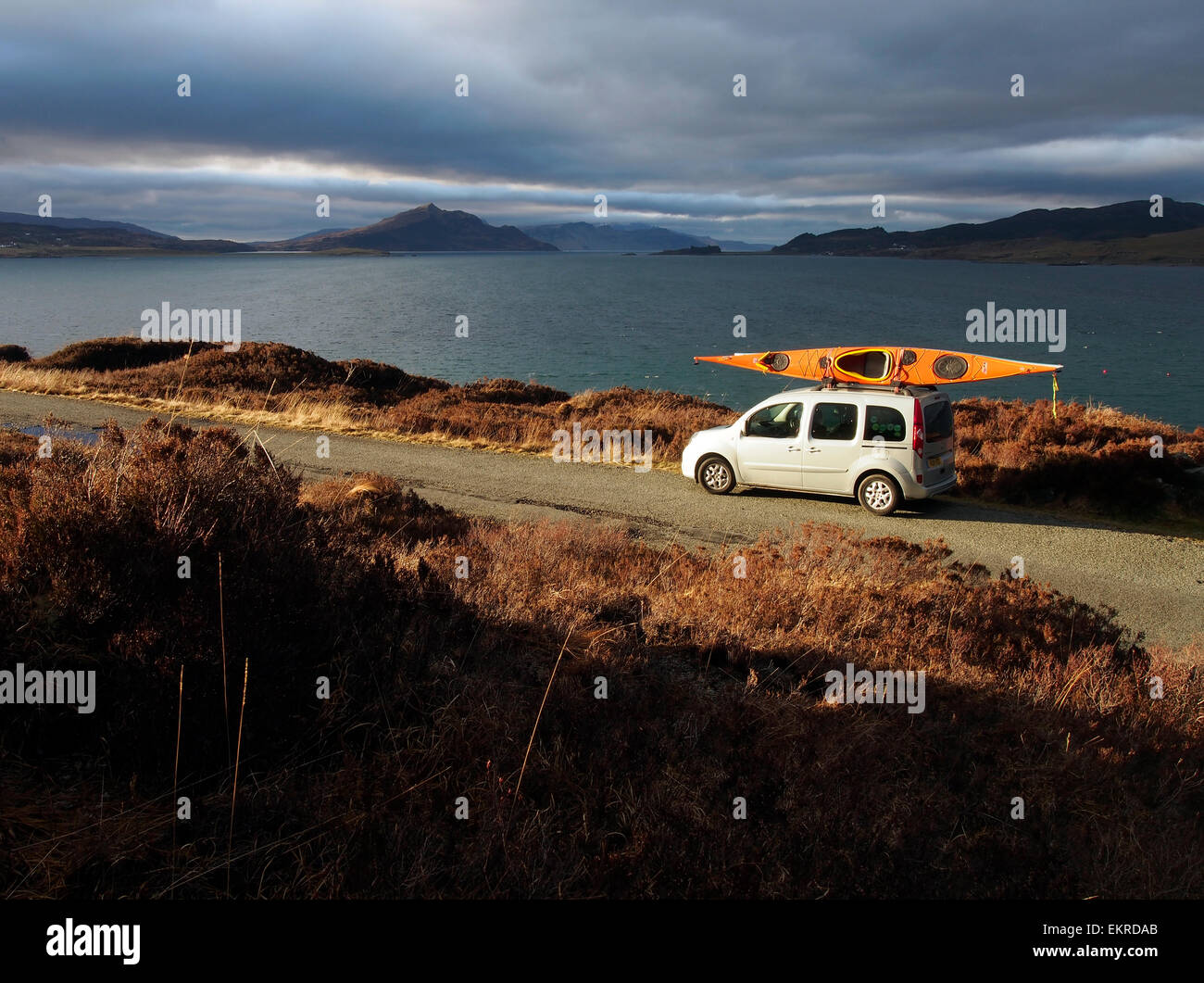 Car with sea kayaks parked near Sconser, Skye, Scotland Stock Photo - Alamy