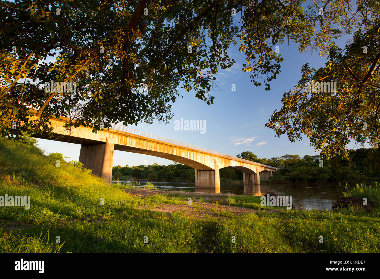 A bridge across the Shire River to Chikwawa in the lower Shire Valley ...