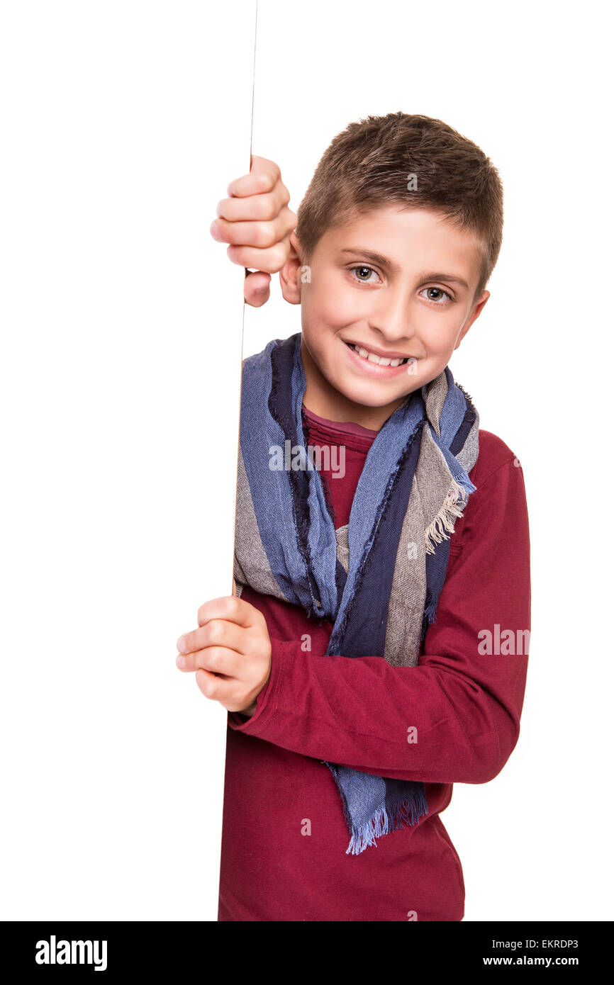 Young boy holding a white placard over white Stock Photo - Alamy Young boy holding a white placard over white Stock Photo - Alamy