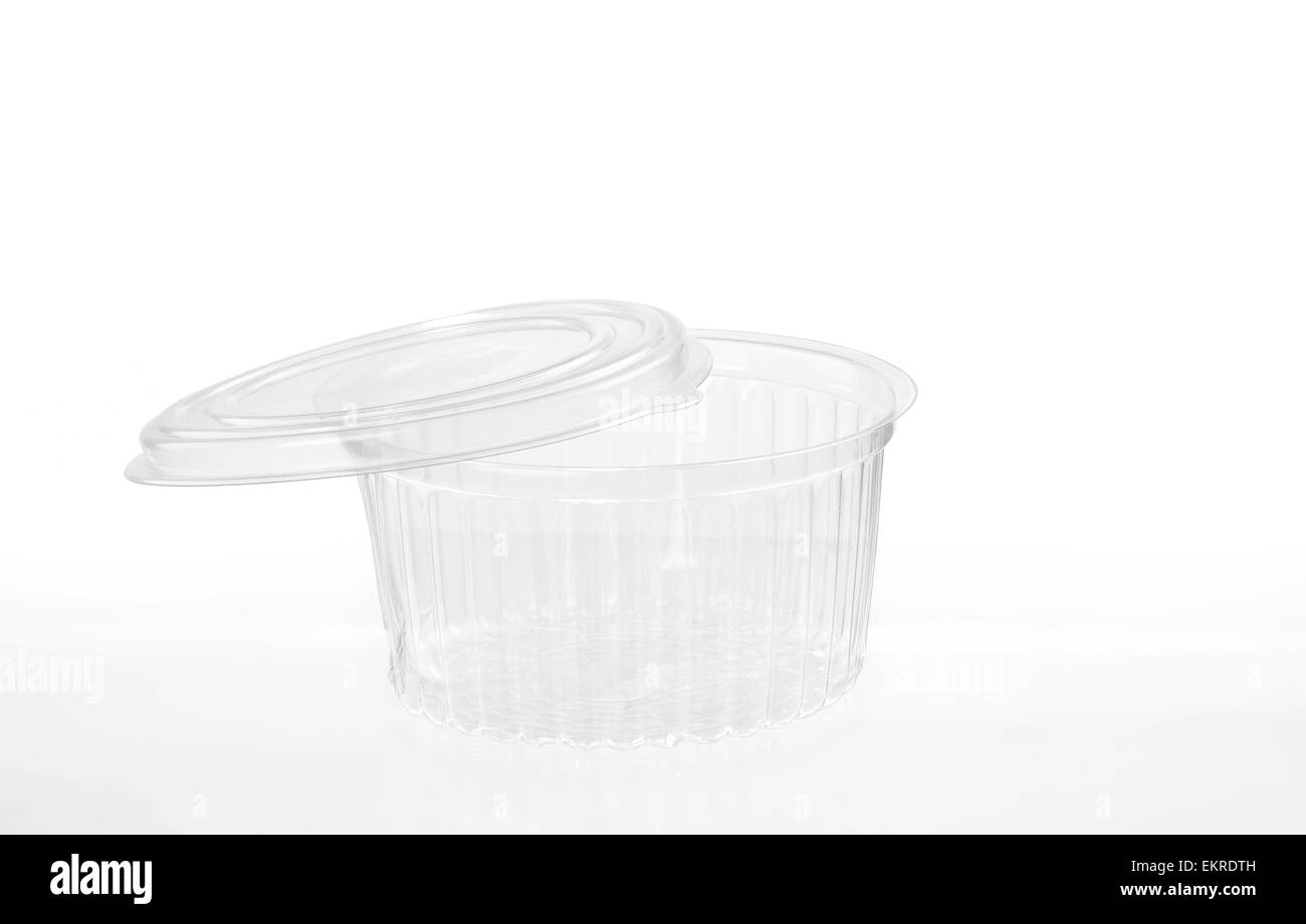 transparent plastic container isolated on white Stock Photo - Alamy