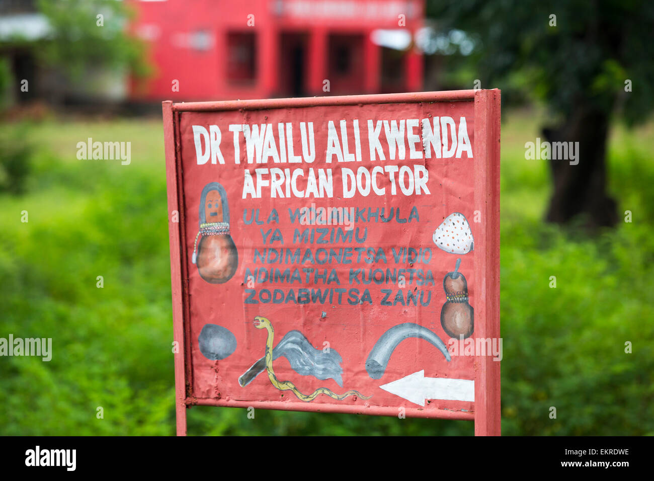 A sign for a traditional African Doctor in Chikwawa, Malawi Stock Photo ...