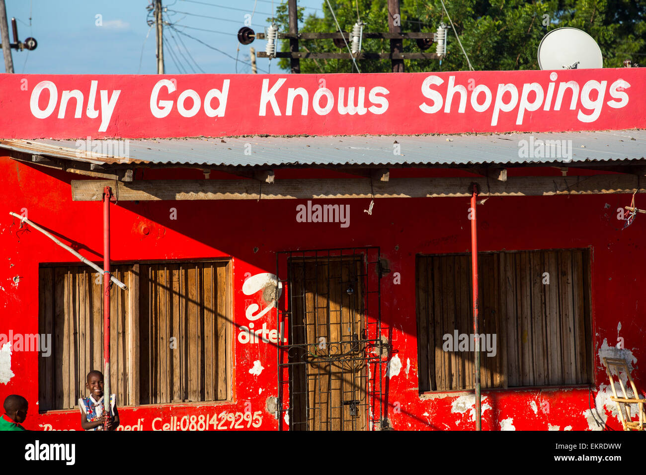 A shop in Bangula, Malawi with a strange title Stock Photo - Alamy
