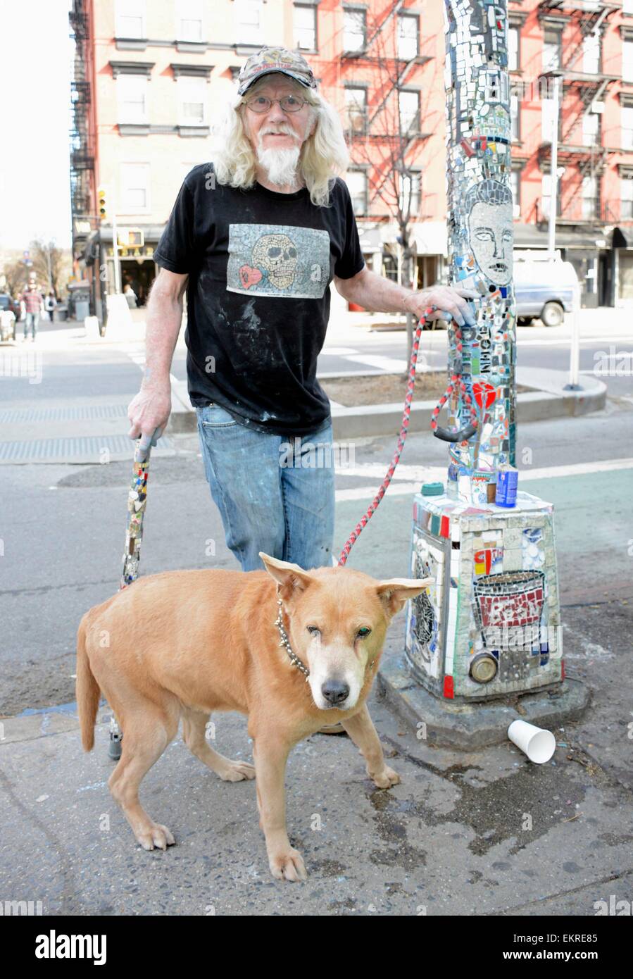 New York, NY, USA. 13th Apr, 2015. Jim Power aka "The Mosaic Man" out ...