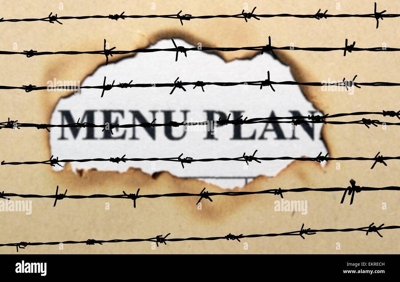 Menu plan on paper hole Stock Photo - Alamy
