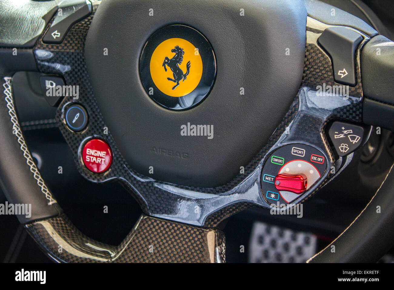 Modern Ferrari Steering Wheel Stock Photo - Alamy