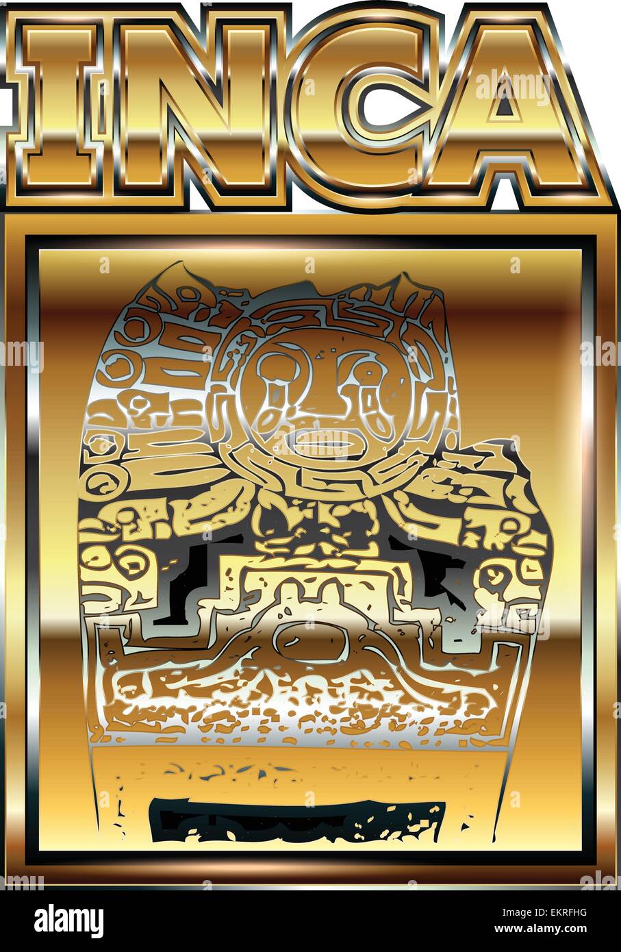 Ancient peruvian gold ornament illustration Stock Vector Images - Alamy