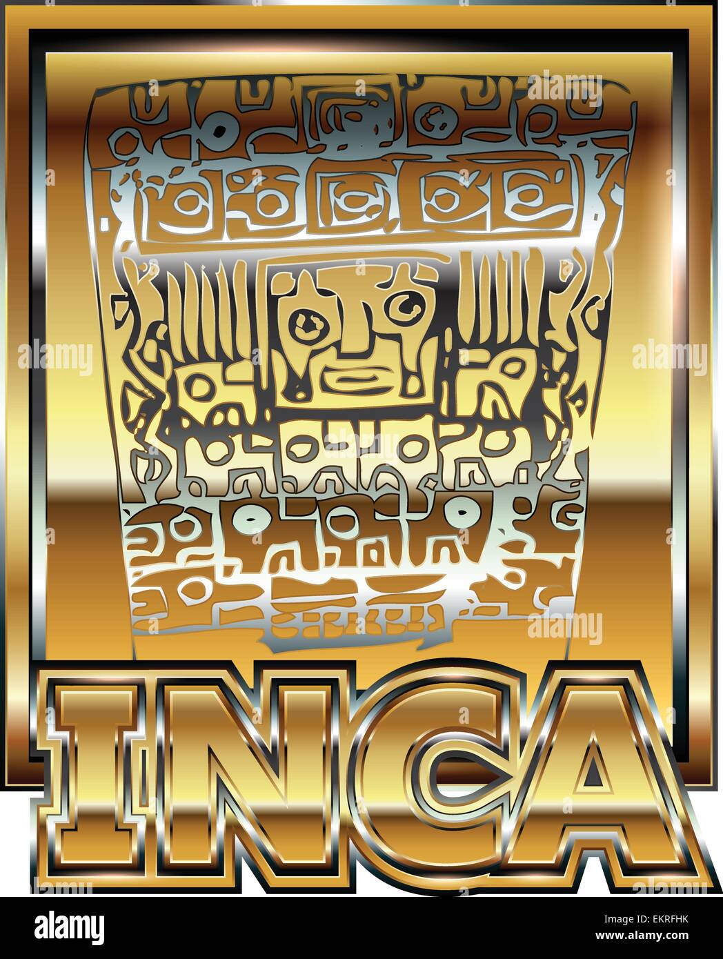 Ancient peruvian gold ornament illustration hi-res stock photography ...