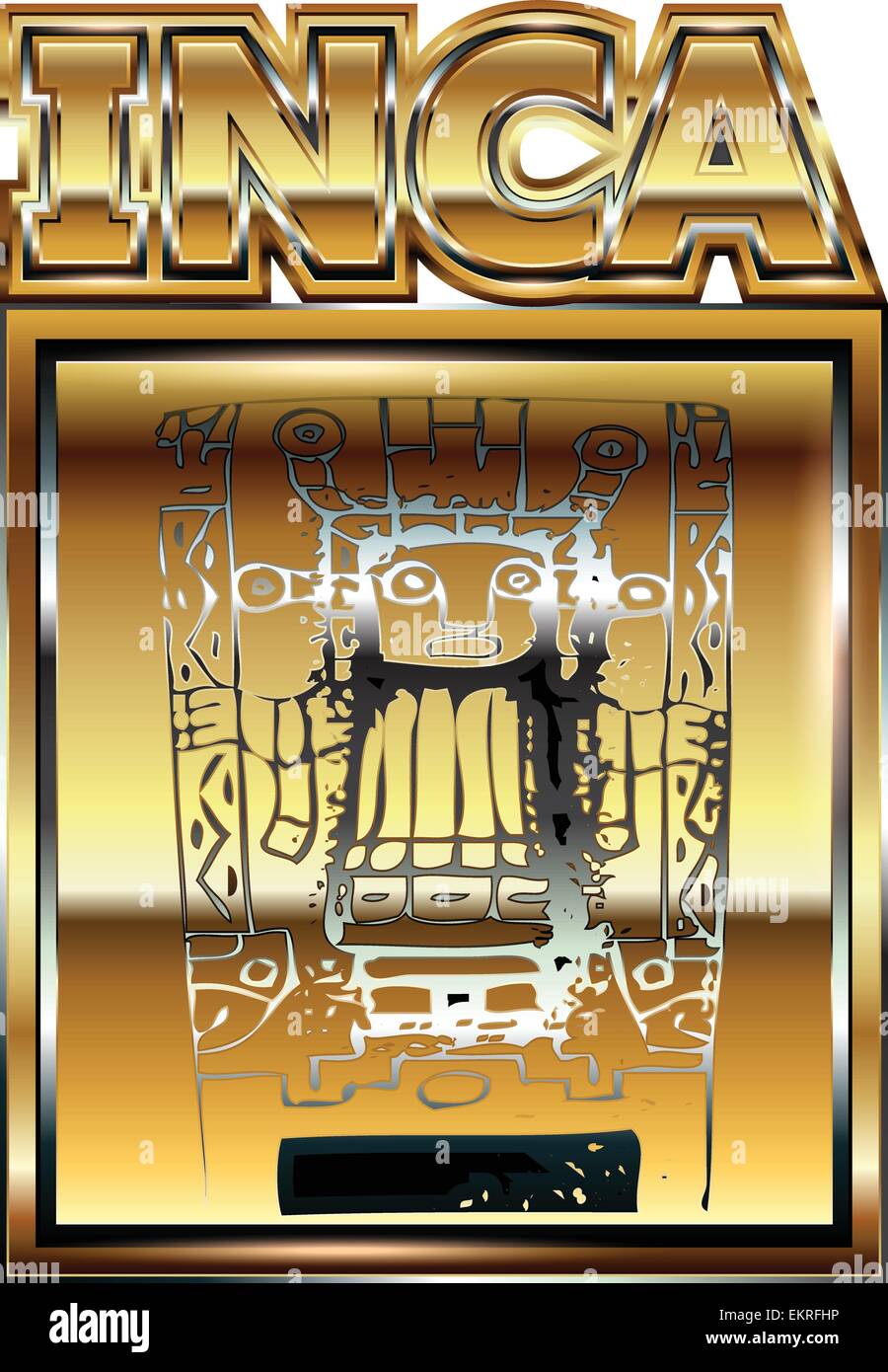 Ancient peruvian gold ornament illustration hi-res stock photography ...