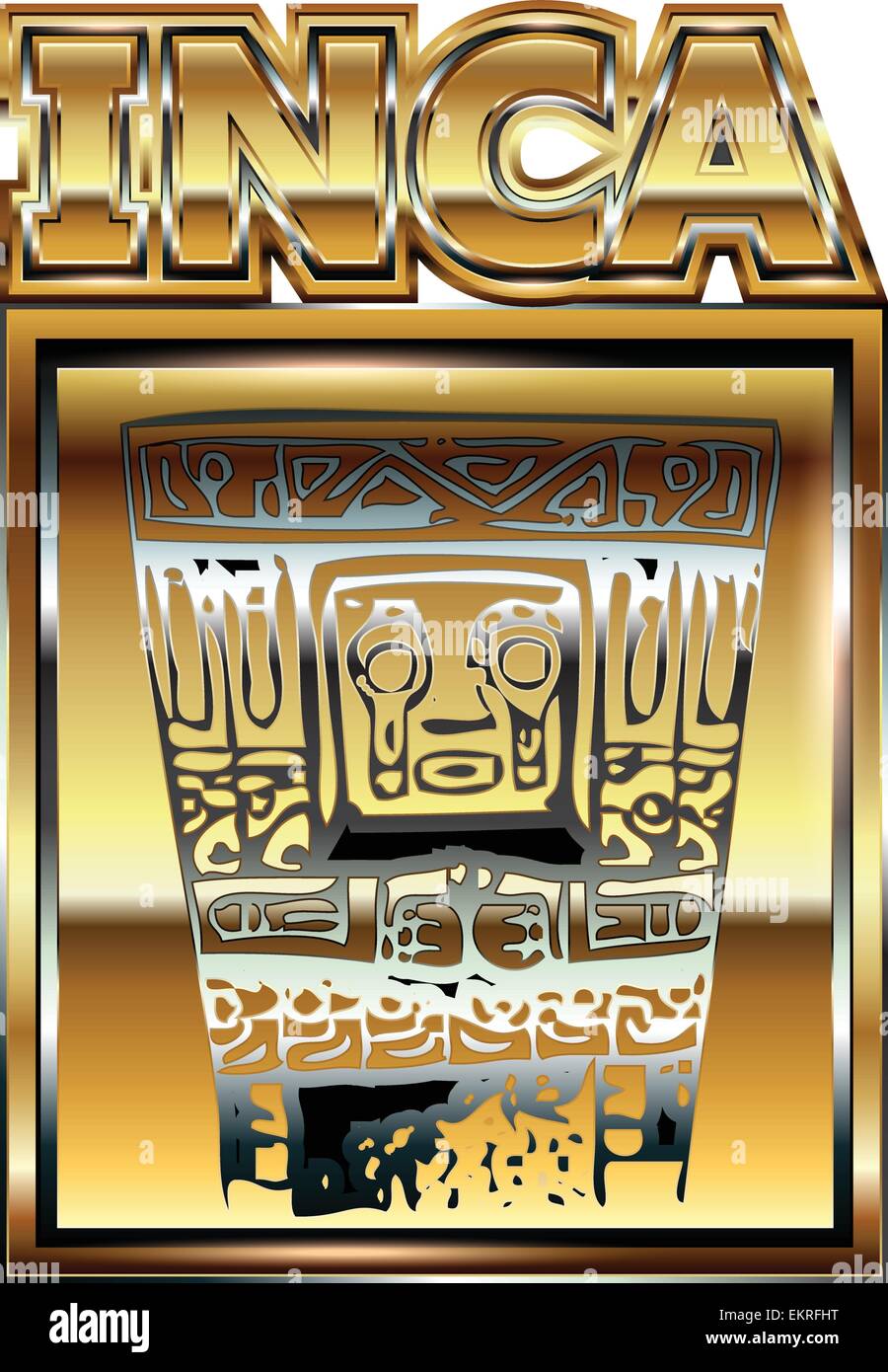 Ancient peruvian gold ornament illustration hi-res stock photography ...