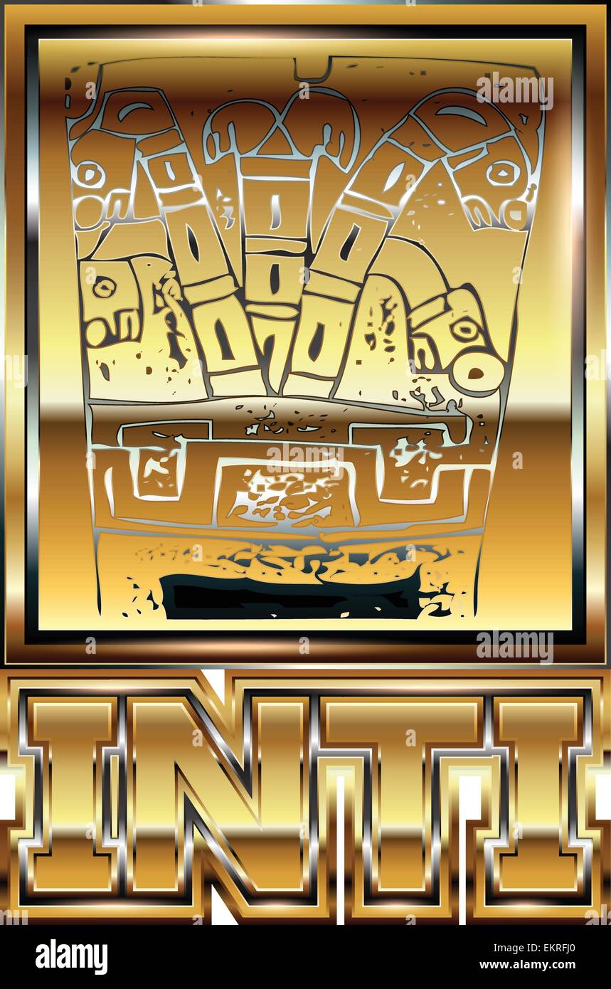 Ancient peruvian gold ornament illustration hi-res stock photography ...